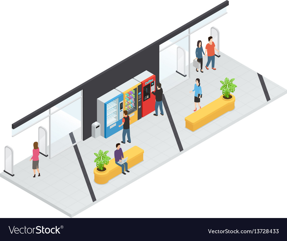 Vending machines isometric concept Royalty Free Vector Image