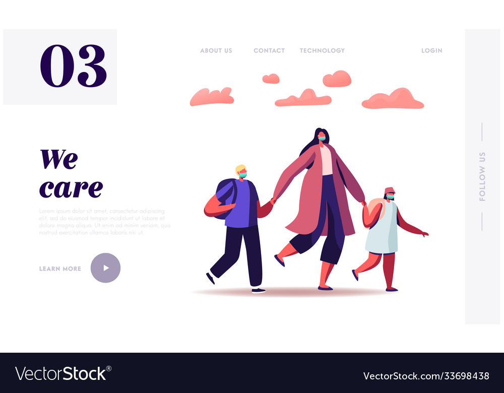 Back to school at coronavirus pandemic landing Vector Image