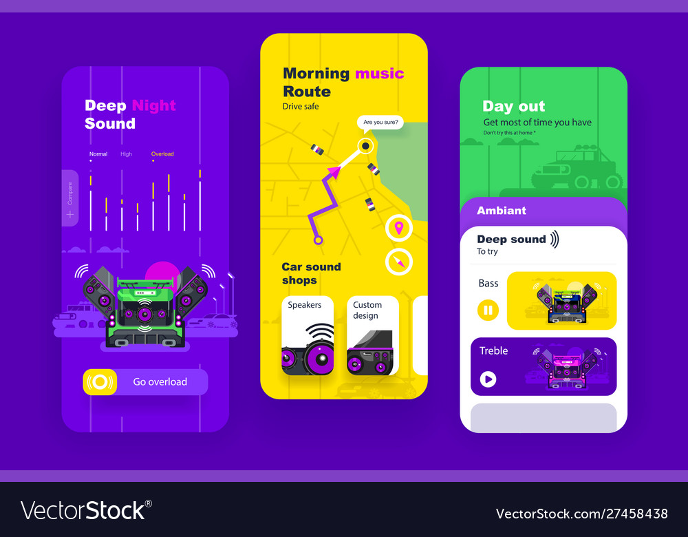 Car audio mobile ui design Royalty Free Vector Image