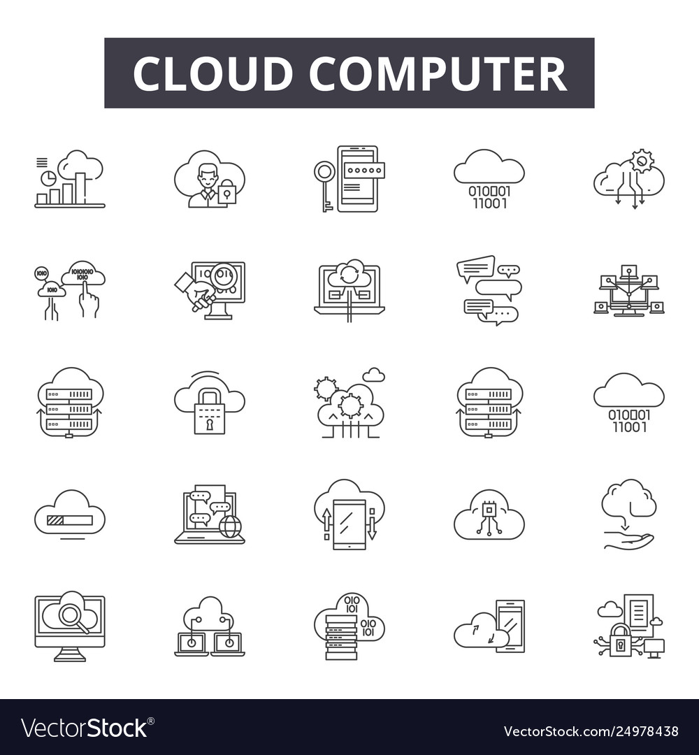 Cloud computing line icons signs set Royalty Free Vector Cloud computing line icons signs set Royalty Free Vector