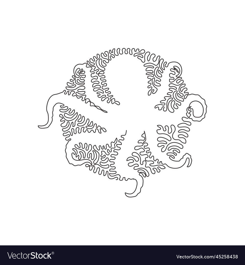 Continuous One Curve Line Drawing Of Funny Vector Image
