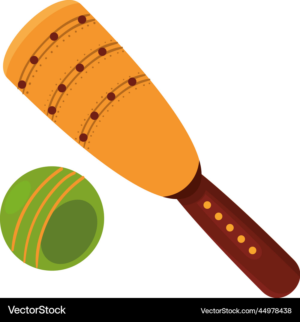 Cricket ball and bat Royalty Free Vector Image