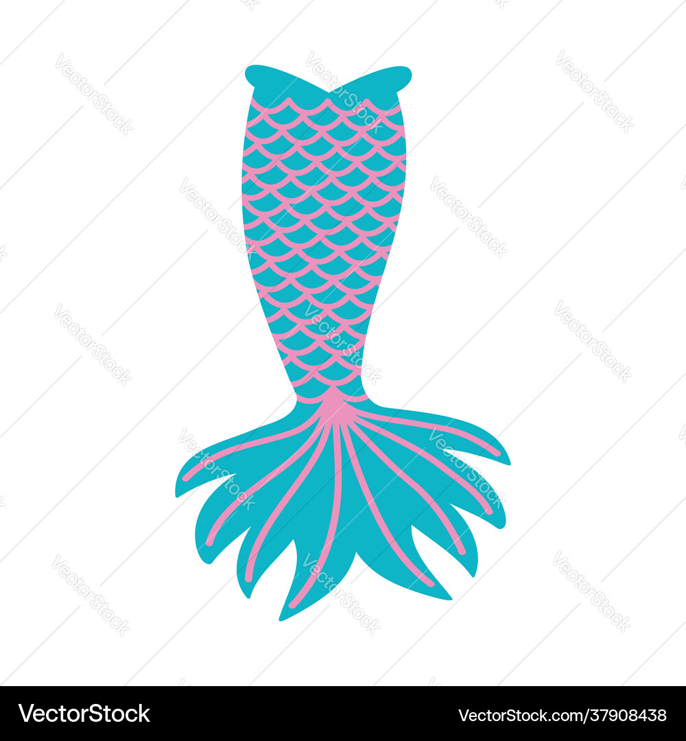 Cute mermaid tail isolated on white background Vector Image