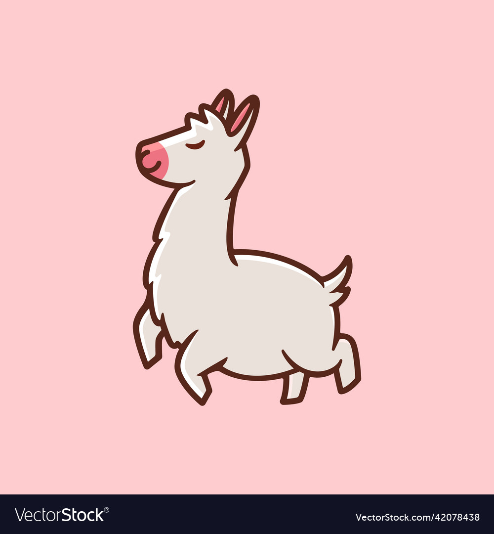 Happy little cute llama cartoon character Vector Image