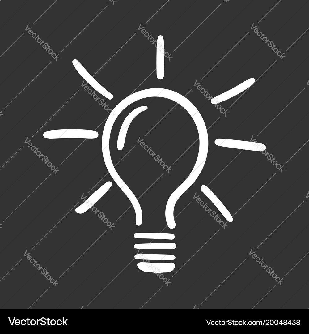 Light bulb icon sketch in hand drawn idea doodle Vector Image