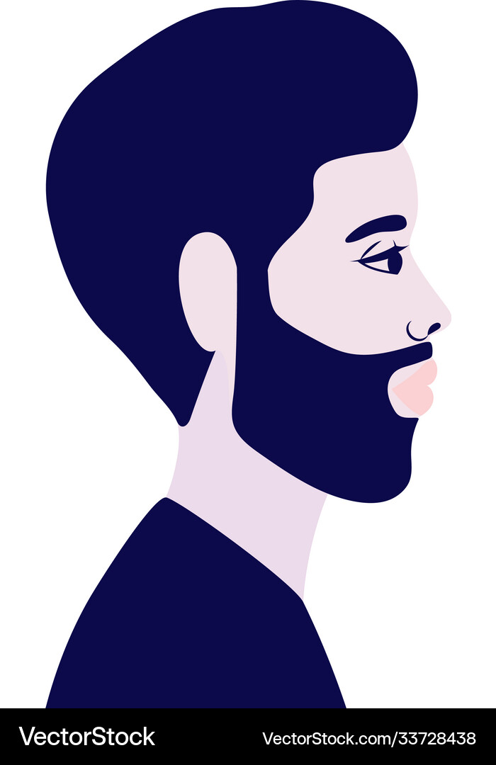 Man cartoon with beard in side view design Vector Image