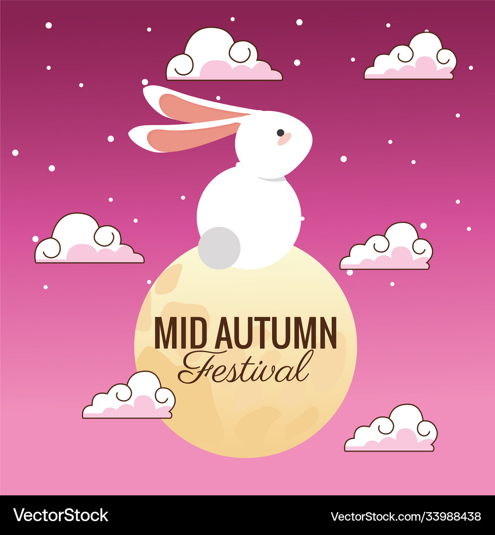 Mid autumn celebration card with rabbit Royalty Free Vector
