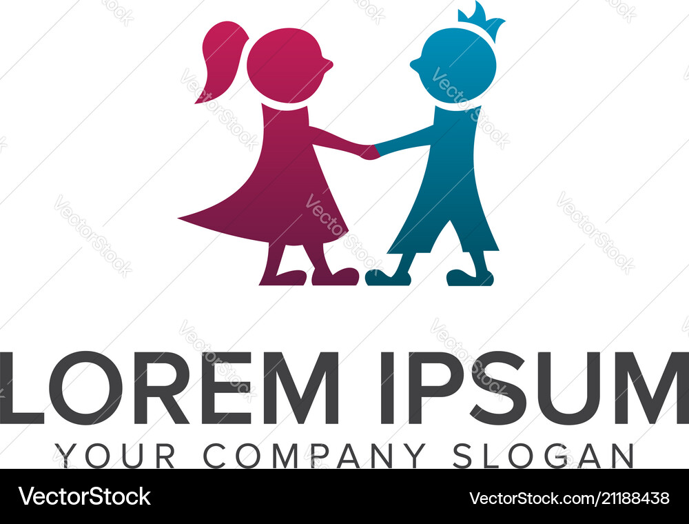 Romantic couple people logo design concept Vector Image