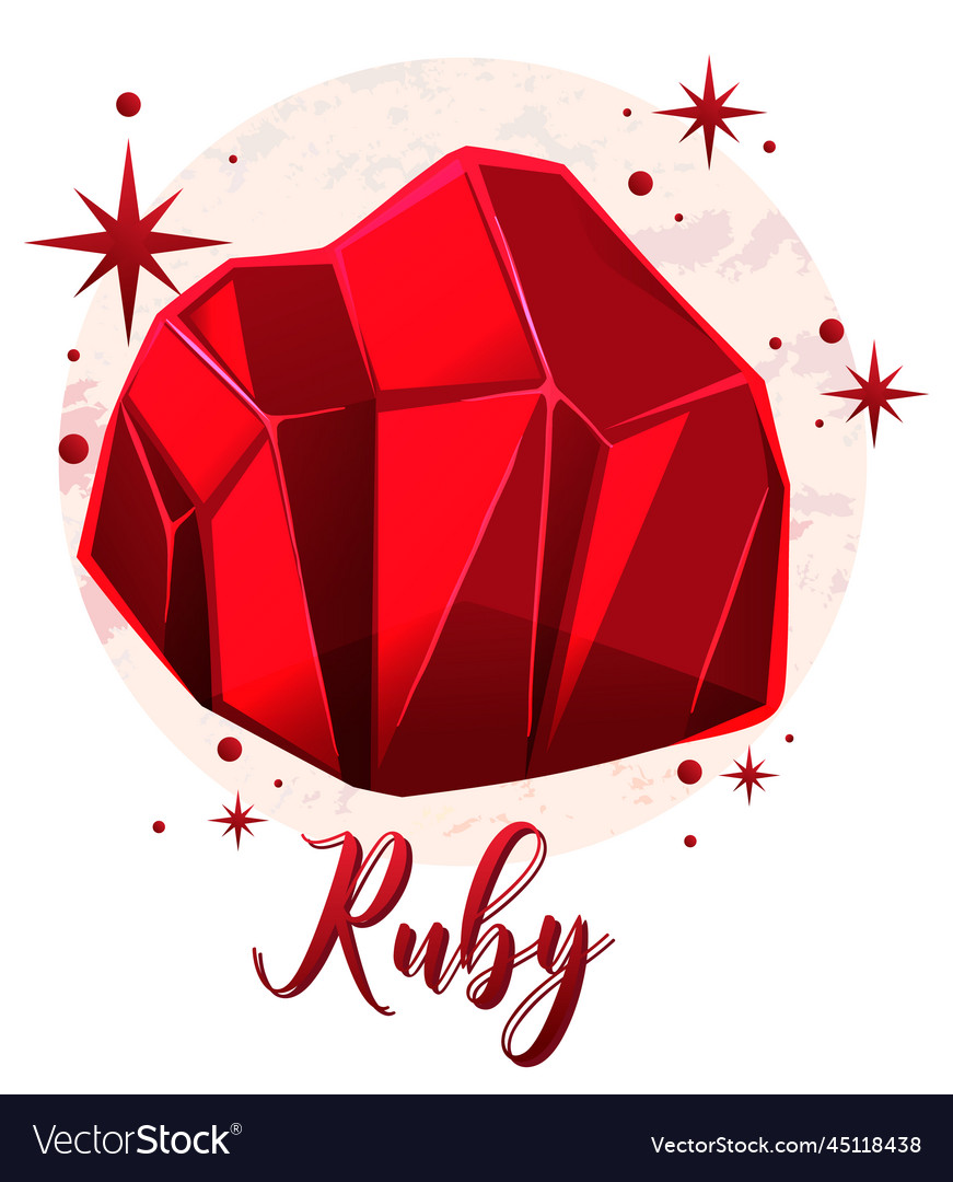 Ruby gemstone with text Royalty Free Vector Image