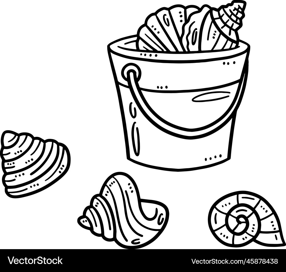 Sea shells isolated coloring page for kids Vector Image