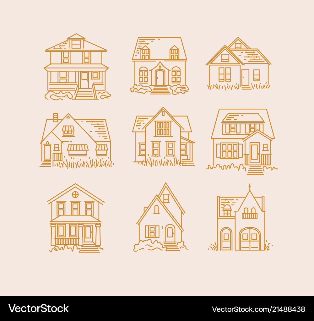 Set house flat icons beige Royalty Free Vector Image