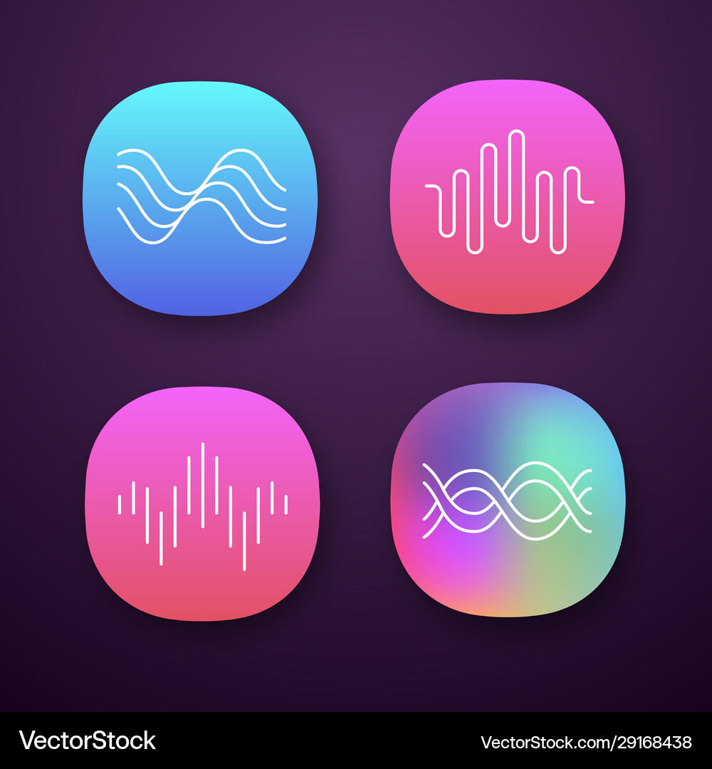 Sound waves app icons set audio Royalty Free Vector Image