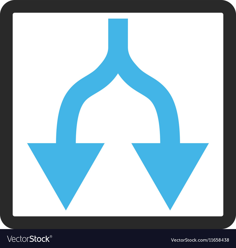 Split arrows down framed icon Royalty Free Vector Image