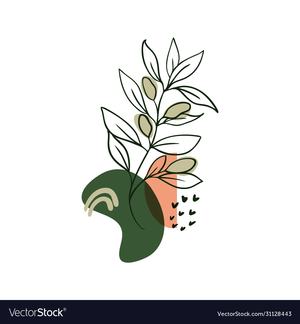 Abstract floral art leaves background hand draw Vector Image