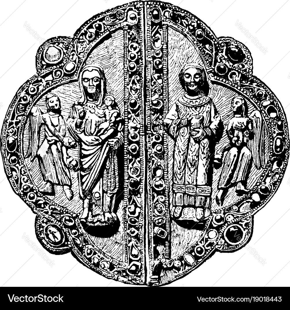 Agraffe used in armor vintage engraving Royalty Free Vector