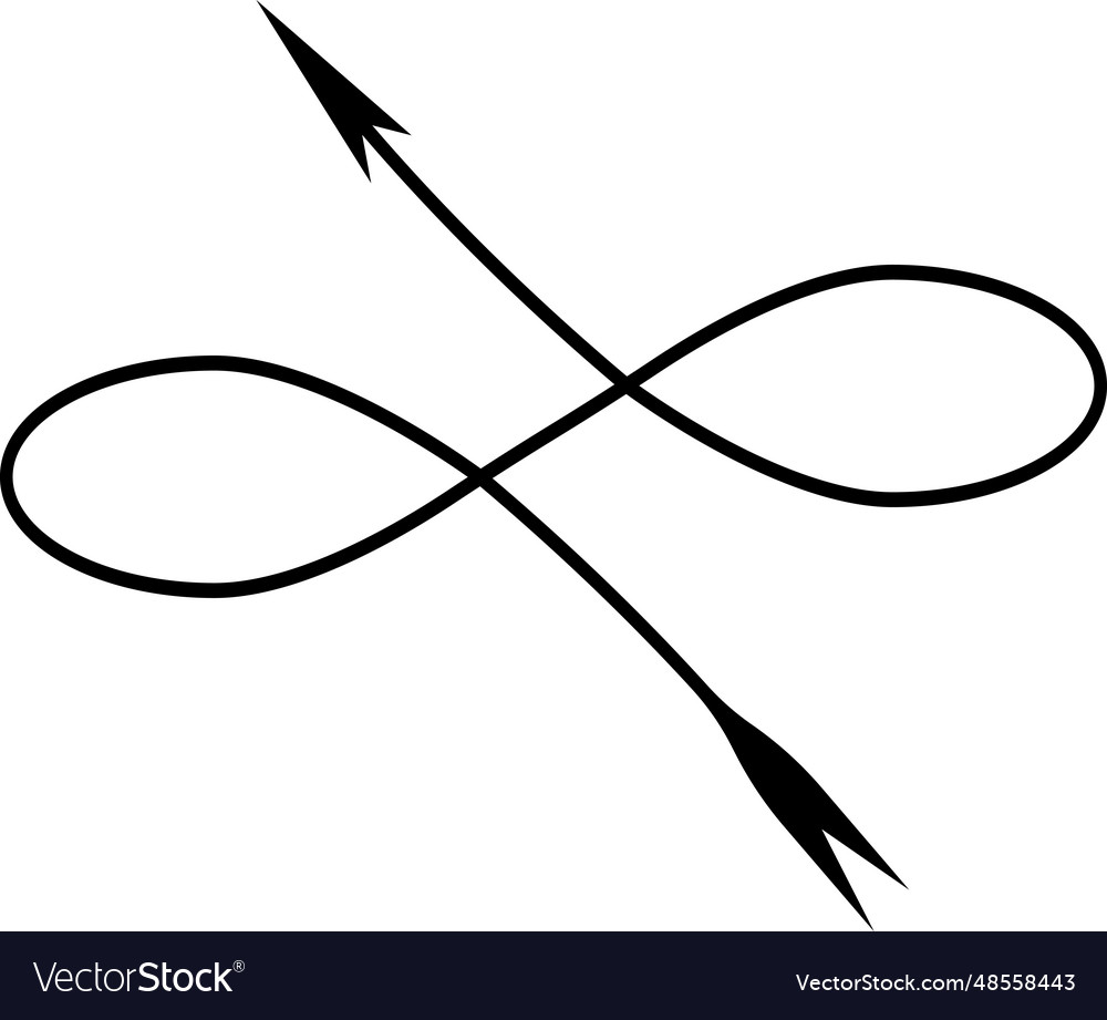 Arrow shape infinity direction complex infinite Vector Image