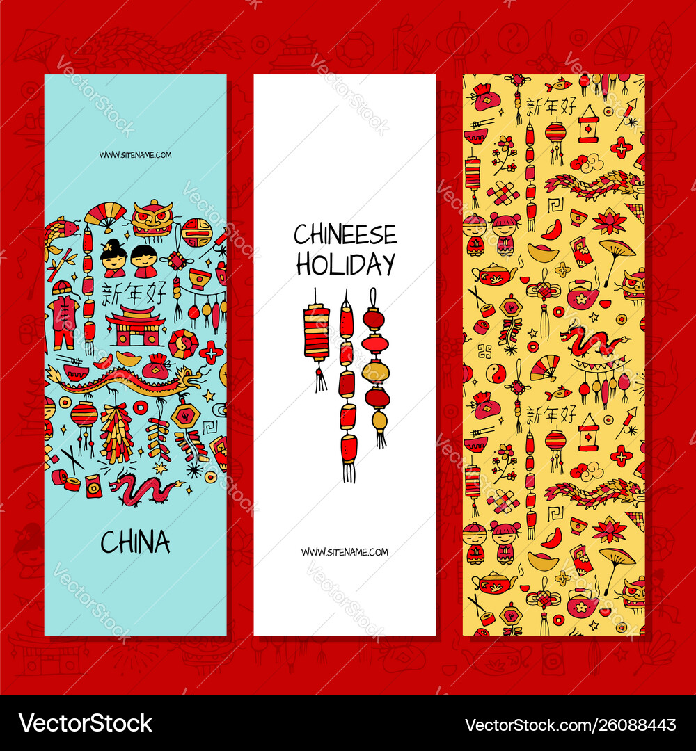 Banners design chinese corporate style Royalty Free Vector