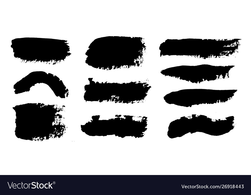 Brush strokes paintbrush set grunge Royalty Free Vector