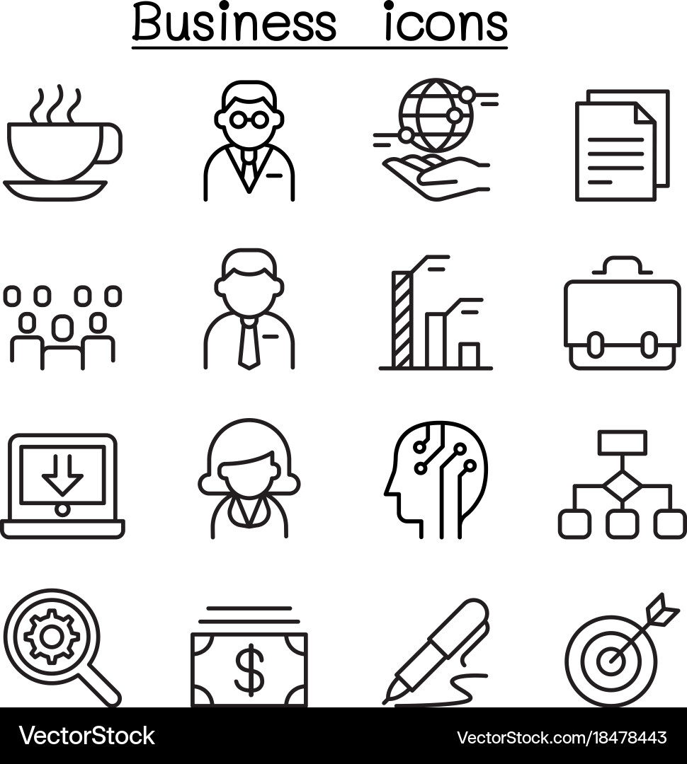 Business management icon set in thin line style Vector Image
