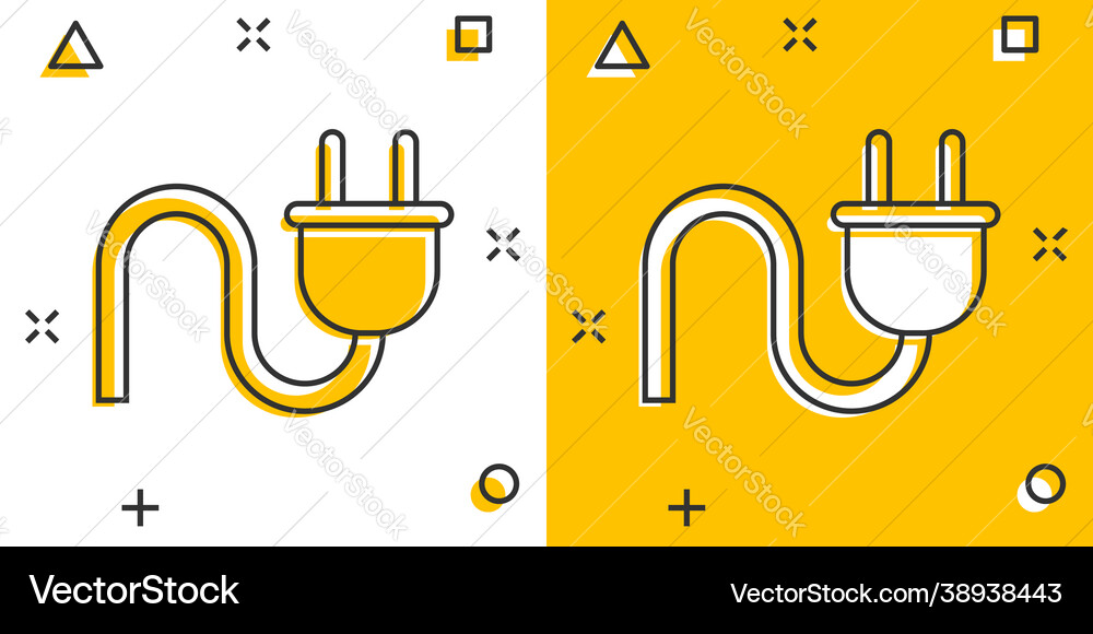 Cartoon electric plug icon in comic style power Vector Image