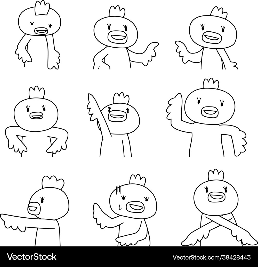 Chicken outline that guides you pointing your Vector Image