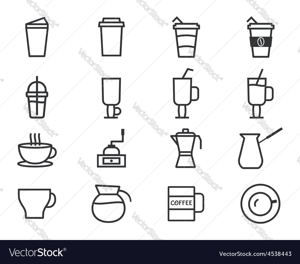 Coffee outline elements Royalty Free Vector Image