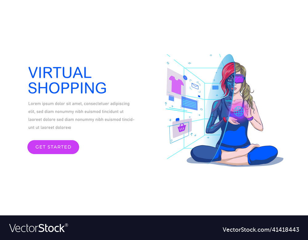 Digital virtual reality metaverse and augmented Vector Image