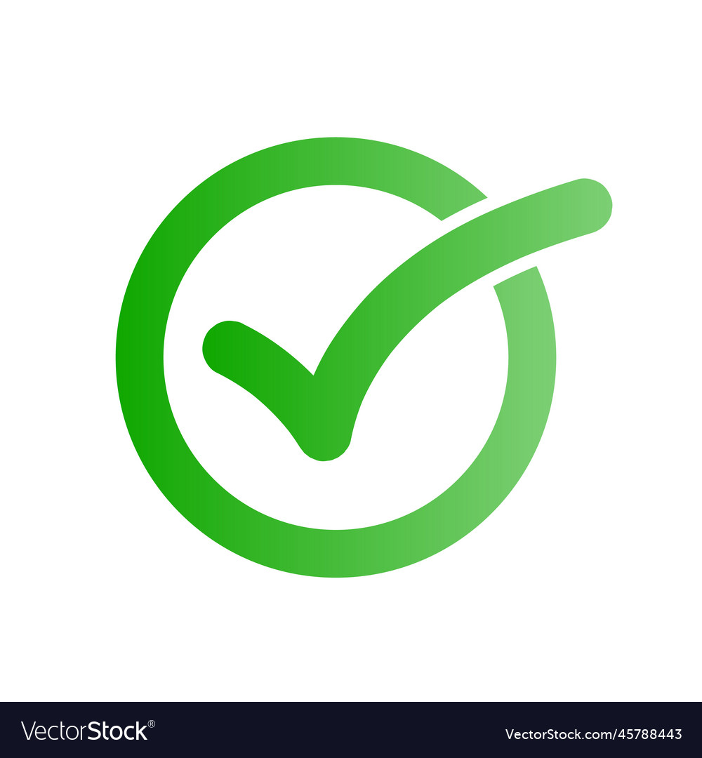 Glossy round checkbox icon or approval icon Vector Image