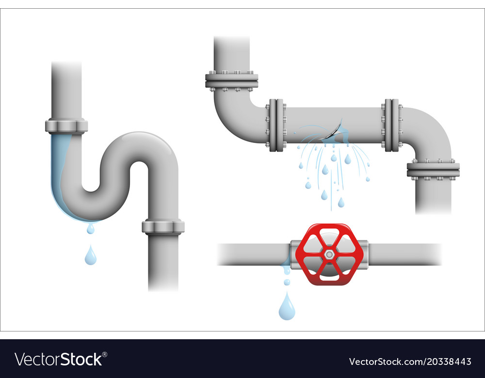 Leaking pipe set Royalty Free Vector Image - VectorStock