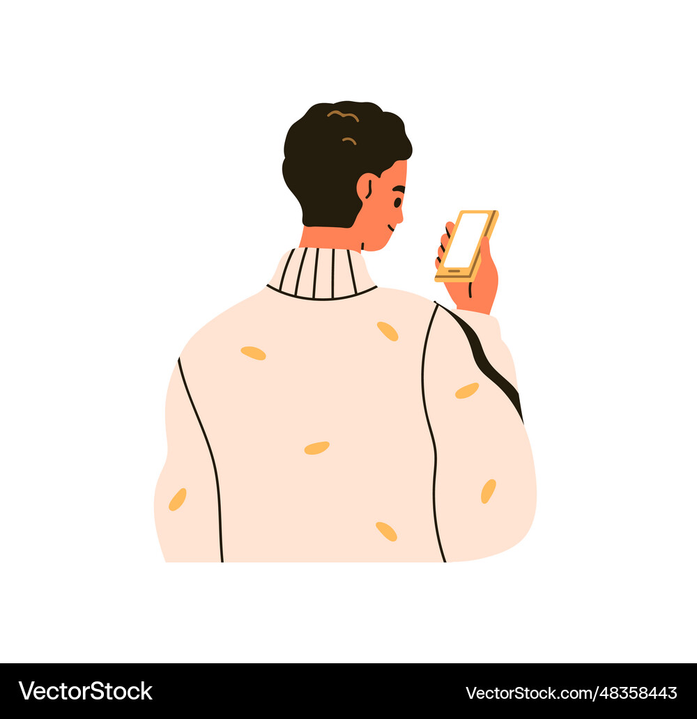Person holding smartphone looking at mobile Vector Image