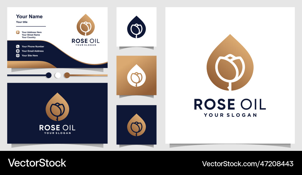 Rose oil logo with creative abstract concept and Vector Image