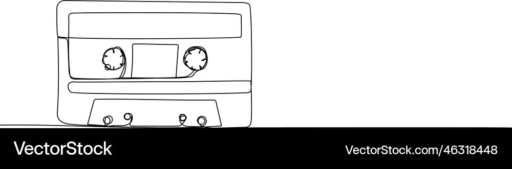 Audio cassette tape one line art continuous line Vector Image