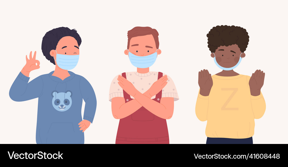 Boys wearing mask in right and wrong way Vector Image