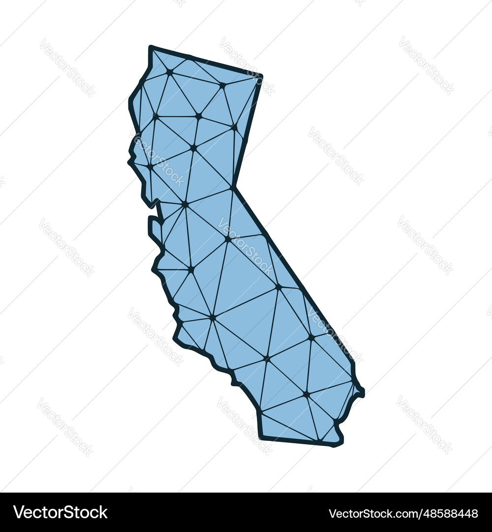 California state map polygonal made of lines Vector Image