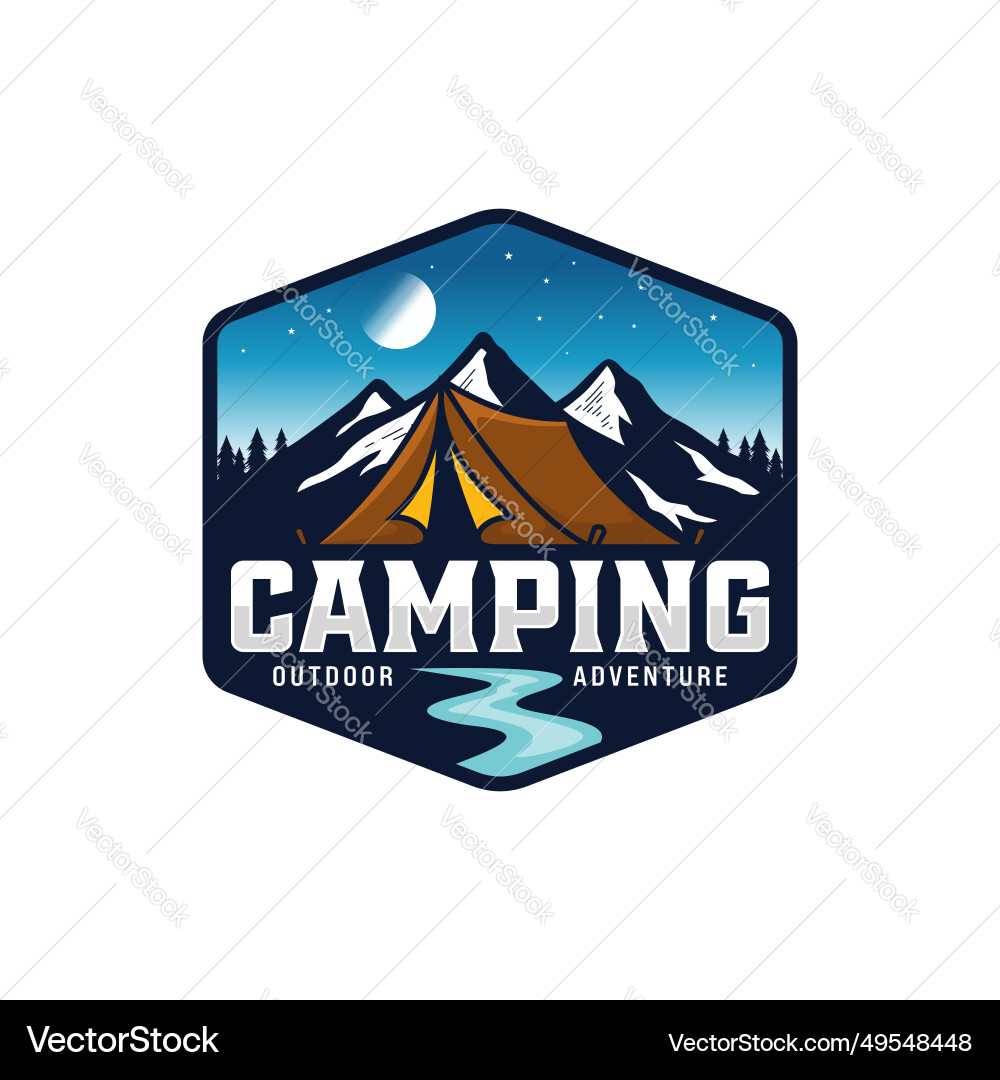 Camping and adventure logo badge Royalty Free Vector Image