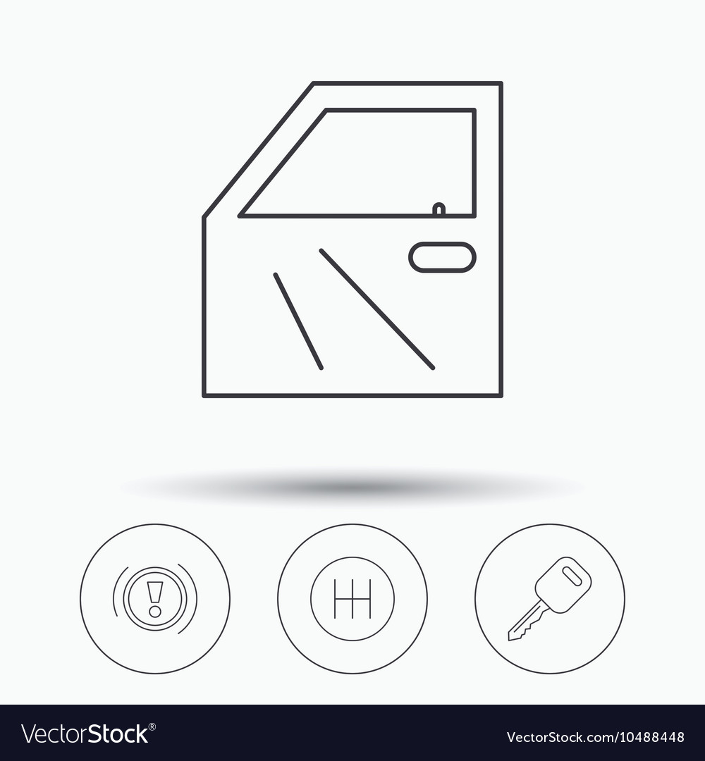 Car key warning and manual gearbox icons Vector Image