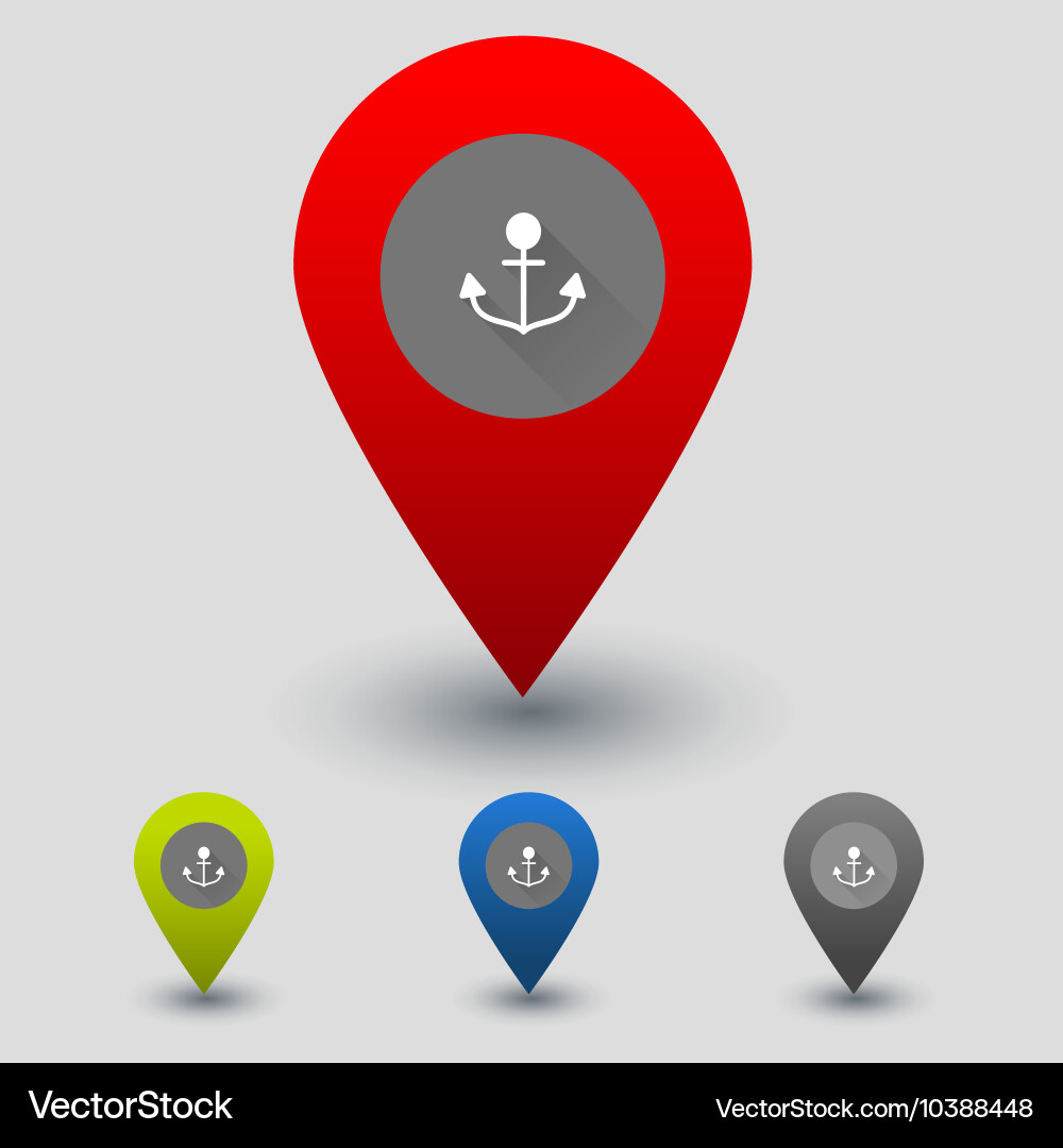 Colorful navigation signs with anchor Royalty Free Vector