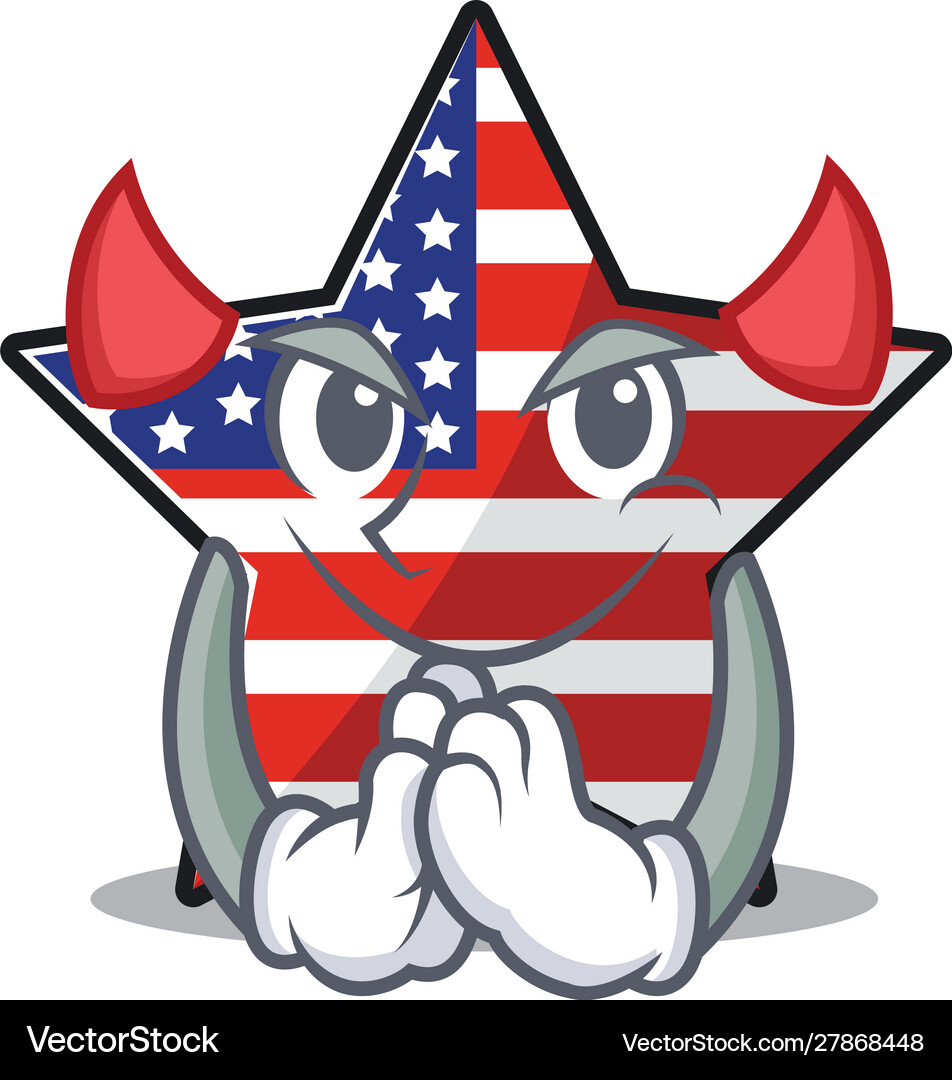 Confident happy usa star character devil mascot Vector Image