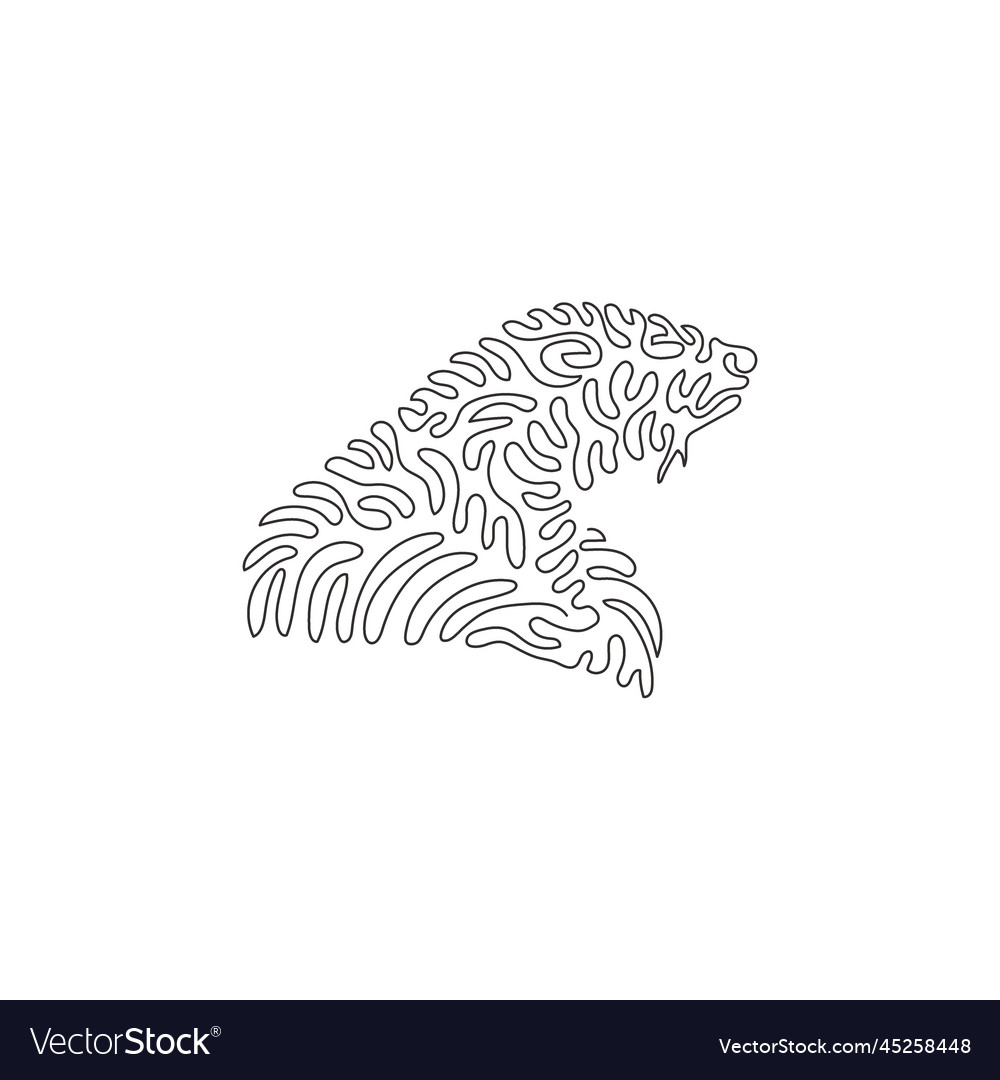 Continuous Curve One Line Drawing Of Carnivorous Vector Image