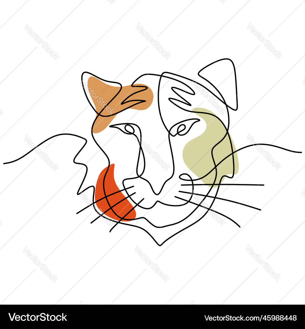 Continuous one line drawing of tiger head Vector Image