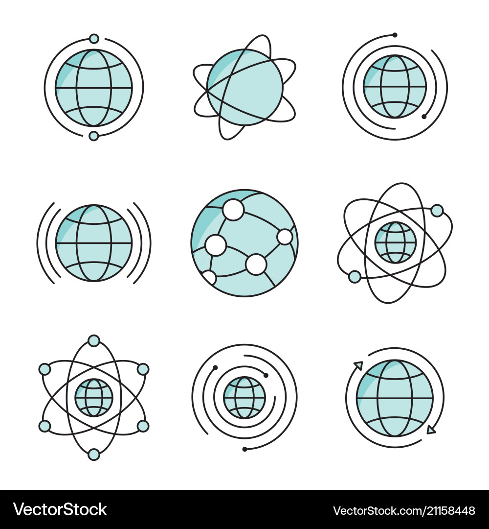 Globe icons set social network global signs Vector Image