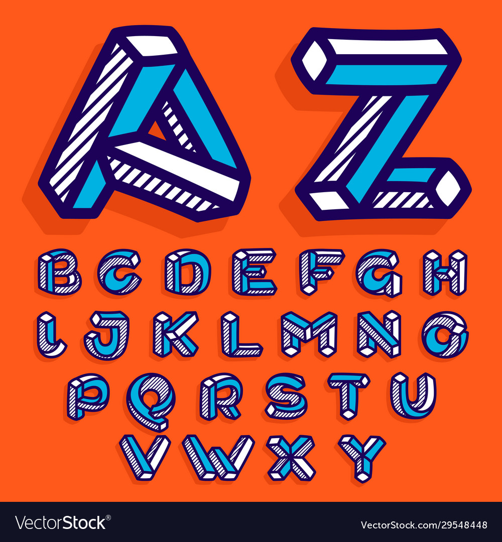 Impossible shape flat alphabet Royalty Free Vector Image