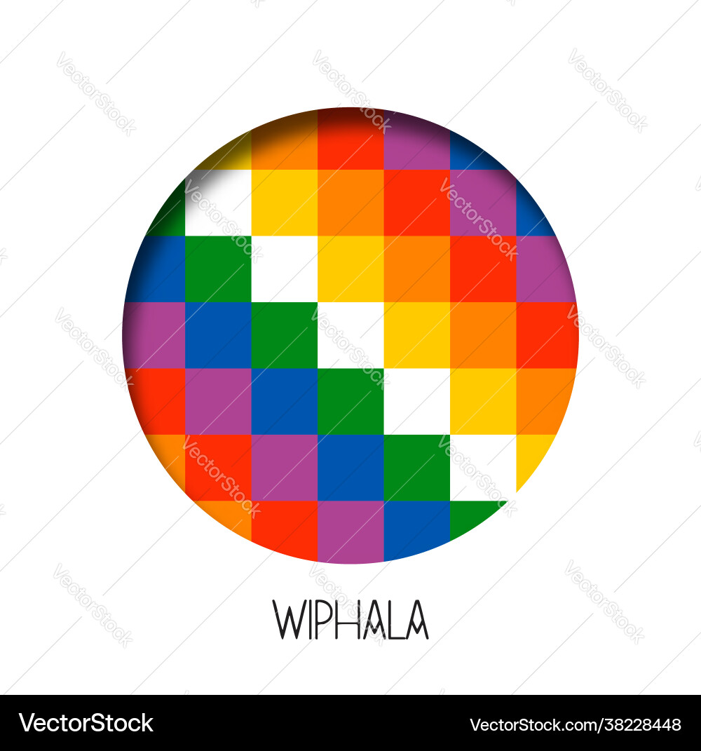 Indian wiphala flag paper cut circle isolated Vector Image