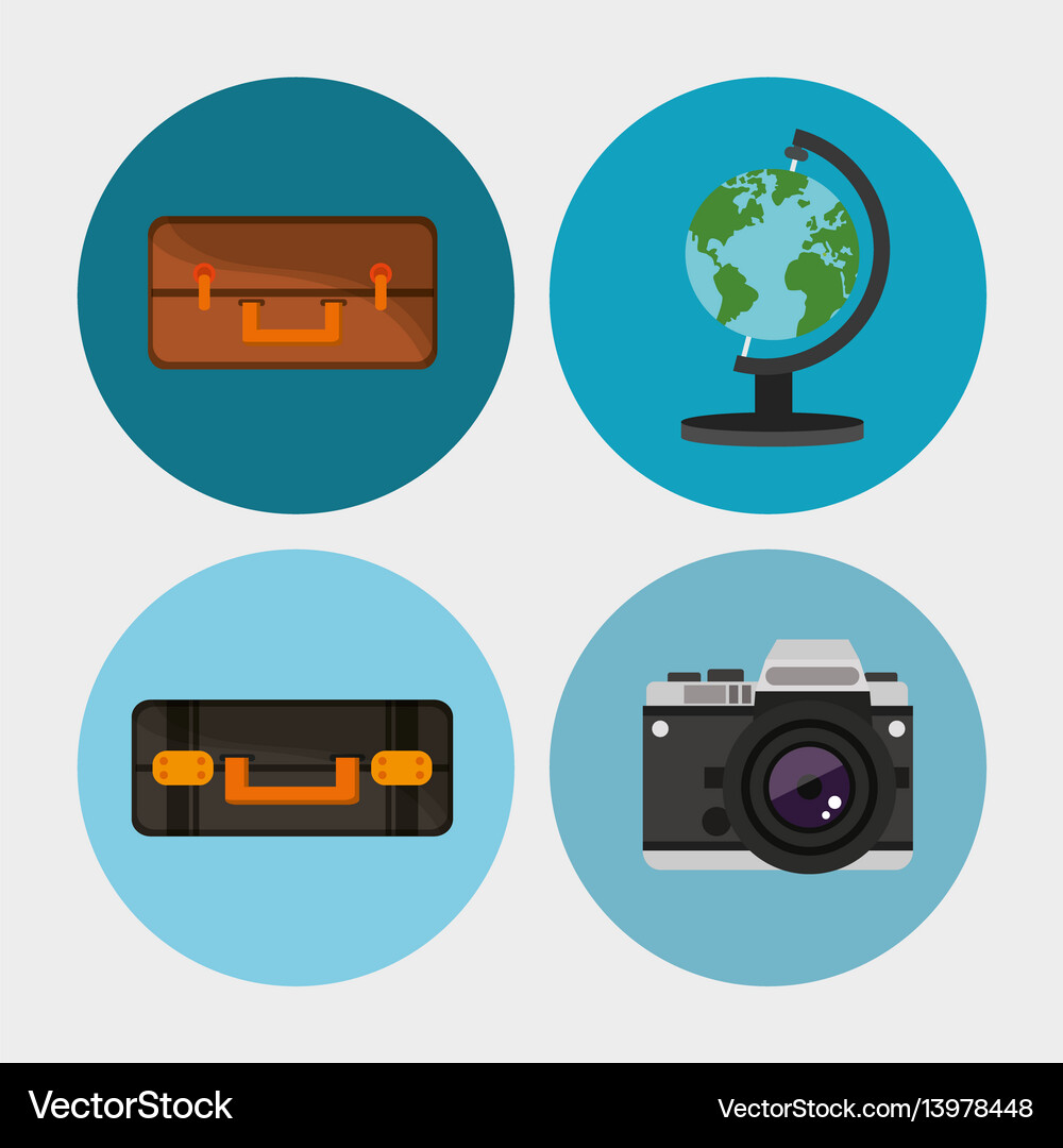 Set equipment travel vacation Royalty Free Vector Image