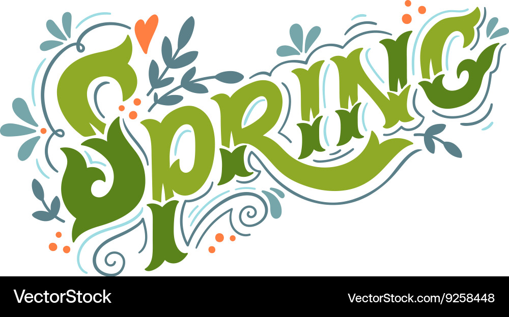 Spring hand drawn vintage lettering with floral Vector Image