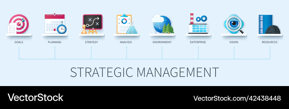 Strategic management web infographics in 3d style Vector Image