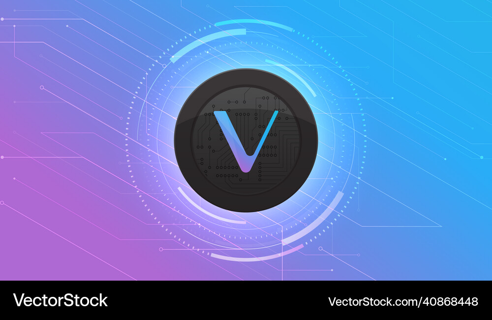 Vechain coin banner vet cryptocurrency Royalty Free Vector