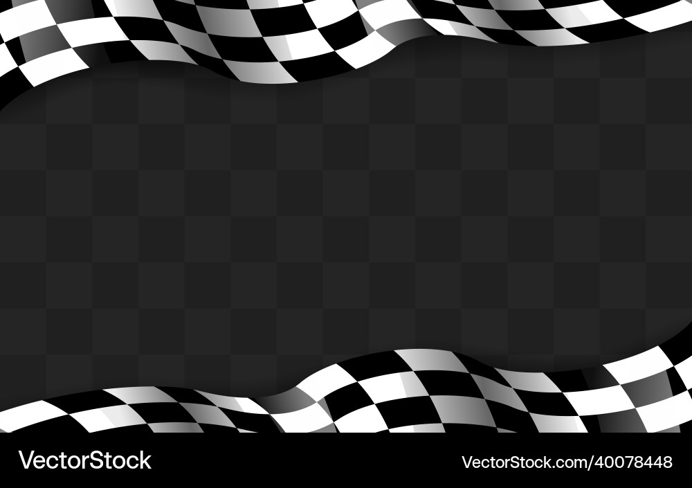 Waving checkered flag along the edges on a black Vector Image