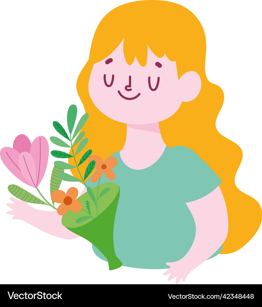 Woman with flowers Royalty Free Vector Image - VectorStock