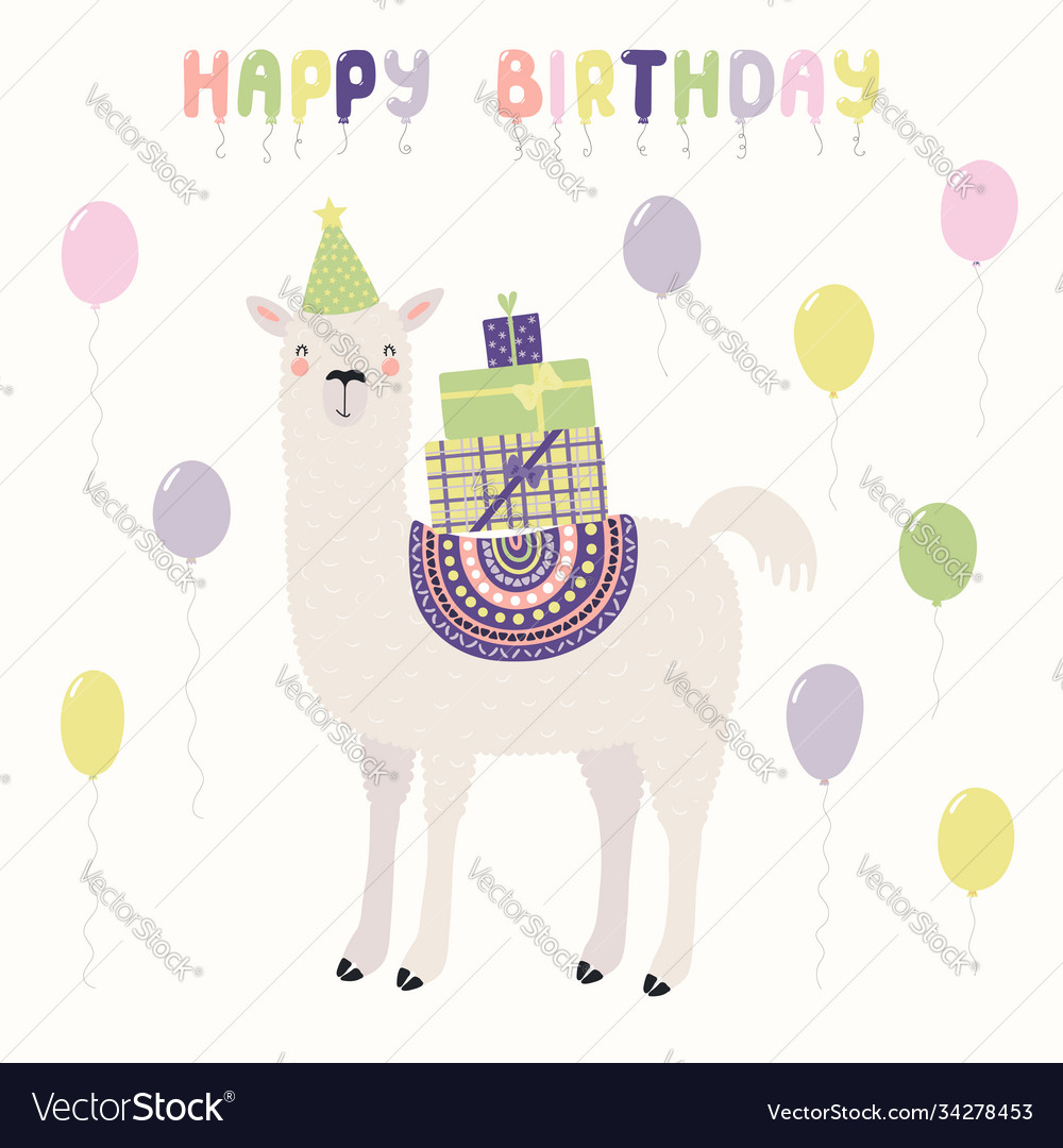 Happy Birthday Llamas With Hats